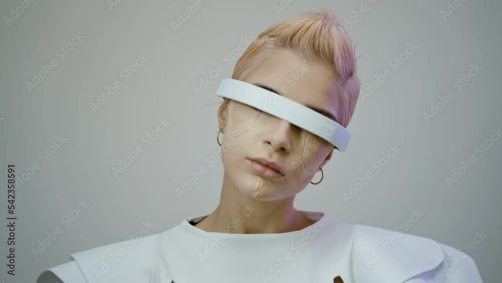 Representation of a bionic super human with advanced technology parts ...