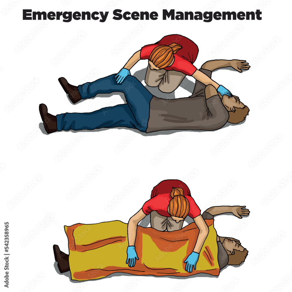 Vector illustration shows Recovery position (first aid). Stock Vector ...