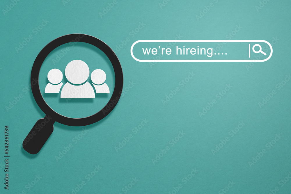 we are hiring background, job vacancy concept, paper cut of man and ...
