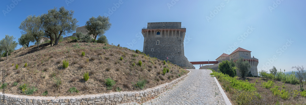 Panoramic inside view at the Ourém medieval Castle, Palace and fortress ...