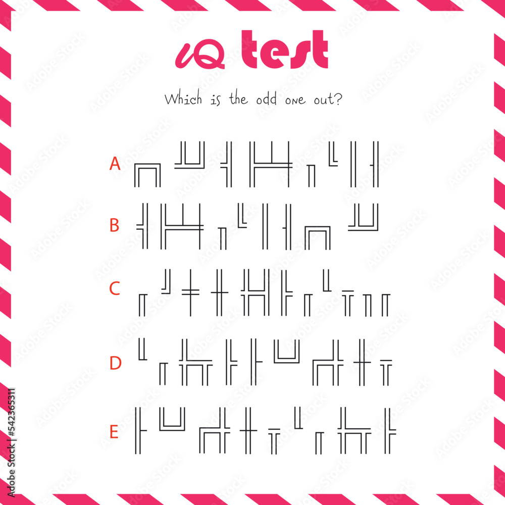IQ test. Choose correct answer. Set of logical tasks composed of ...