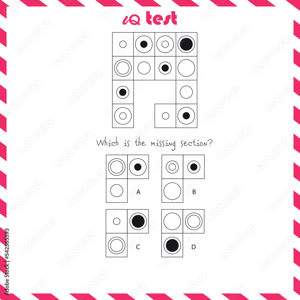 IQ test. Choose correct answer. Set of logical tasks composed of ...