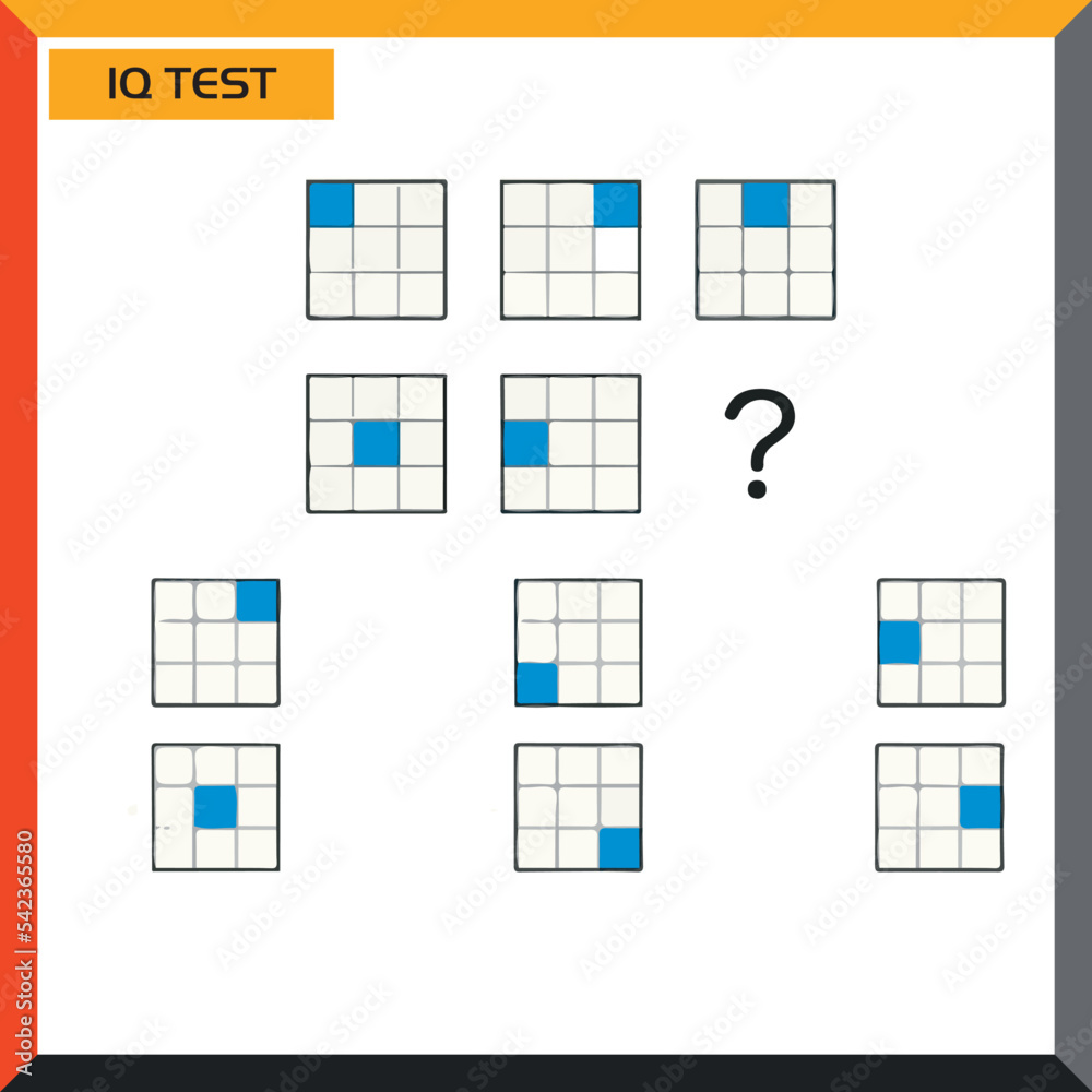 IQ test. Choose correct answer. Set of logical tasks composed of ...