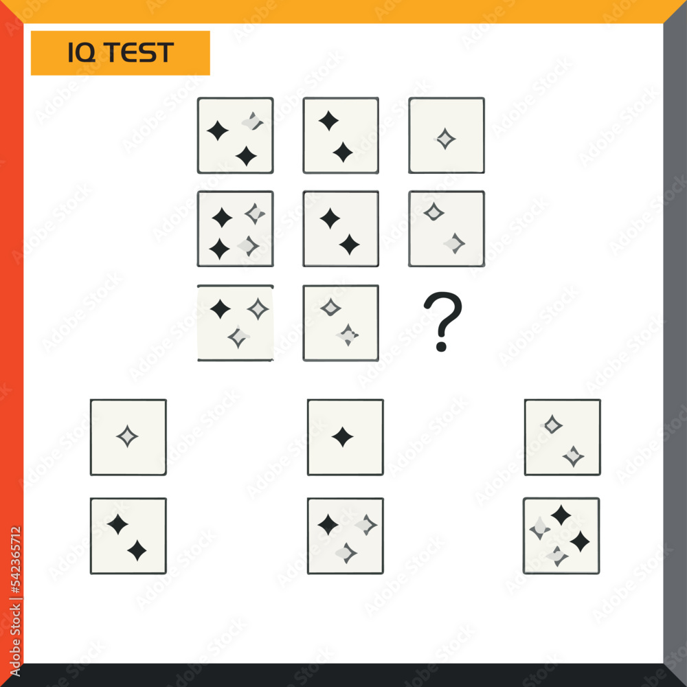 IQ test. Choose correct answer. Set of logical tasks composed of ...