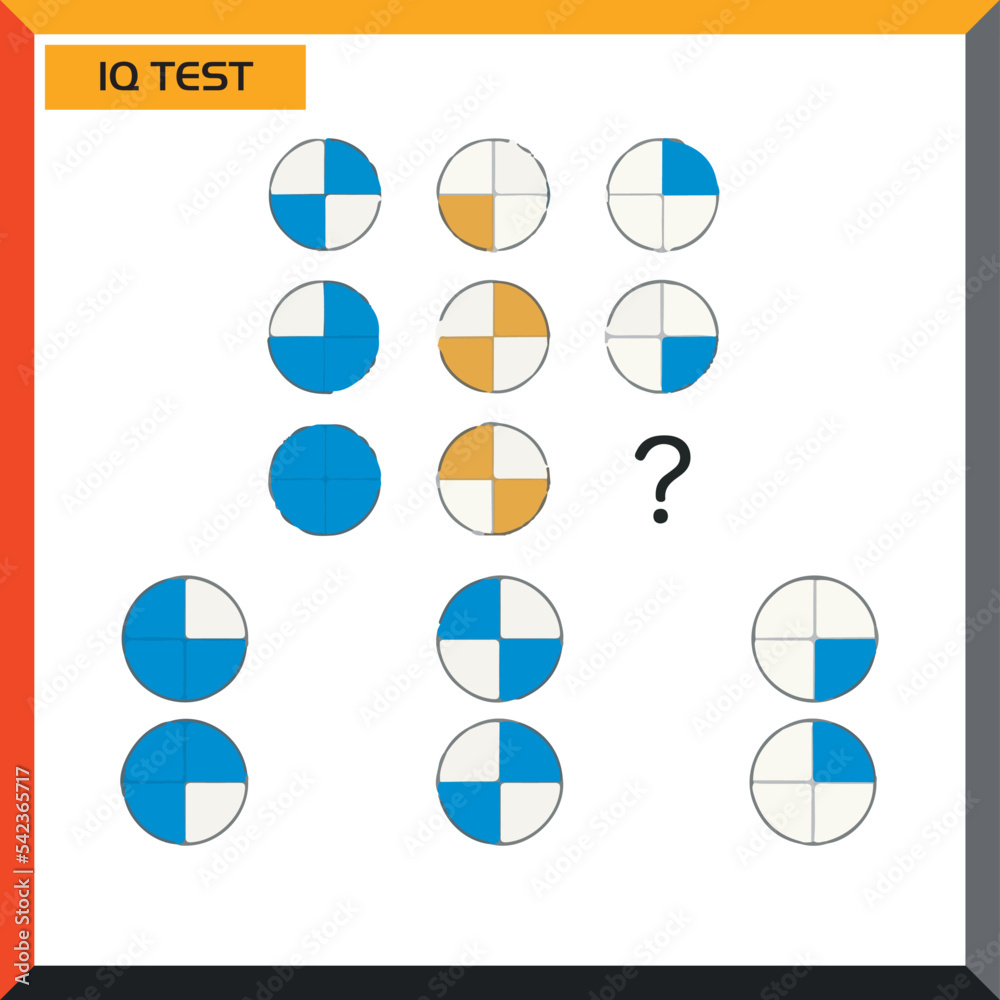IQ test. Choose correct answer. Set of logical tasks composed of ...