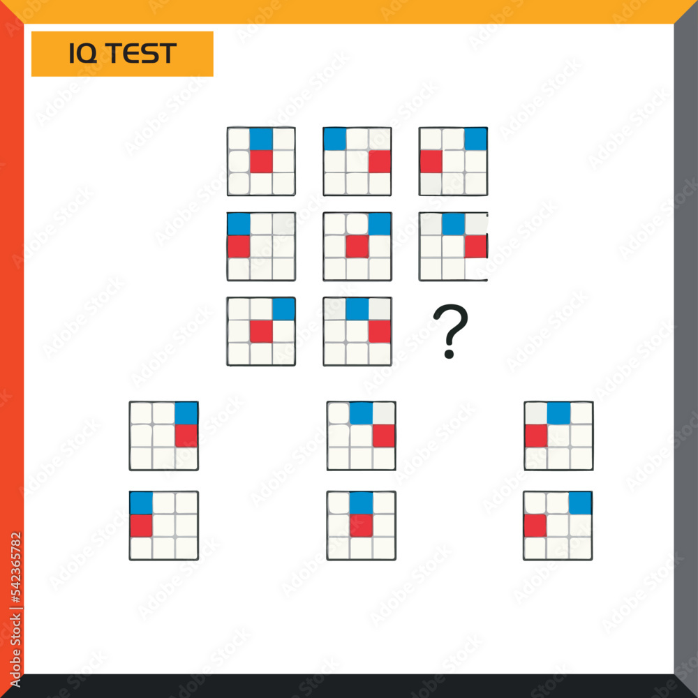IQ test. Choose correct answer. Set of logical tasks composed of ...