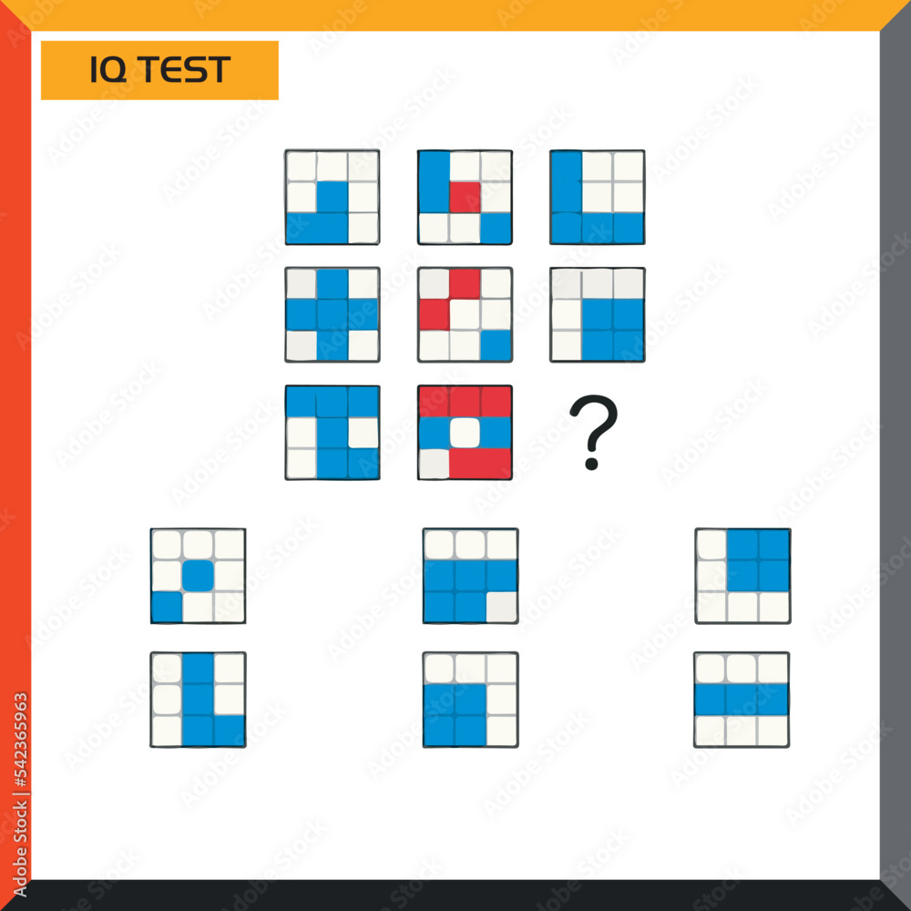 IQ test. Choose correct answer. Set of logical tasks composed of ...