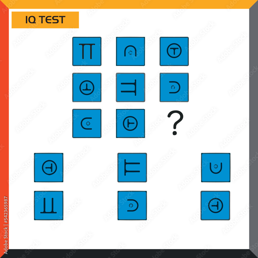 IQ test. Choose correct answer. Set of logical tasks composed of ...