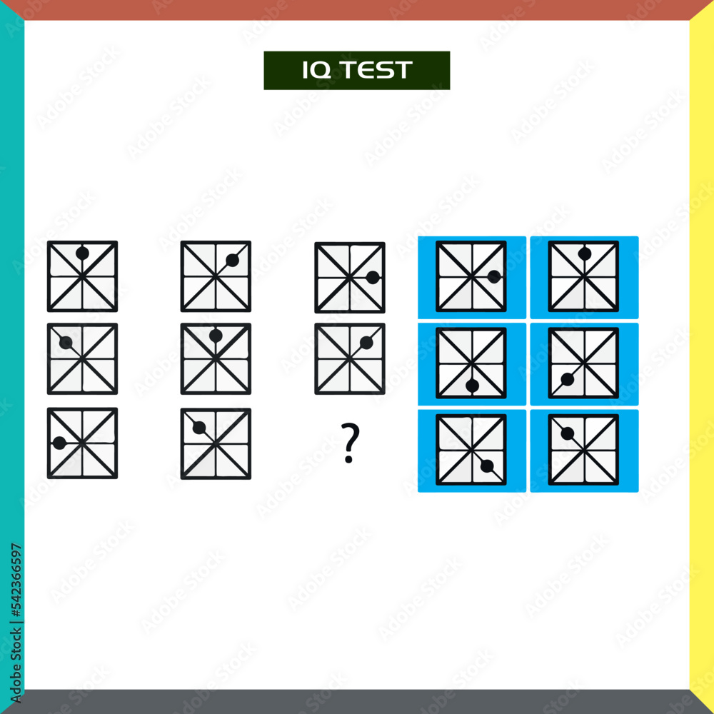 IQ test. Choose correct answer. Set of logical tasks composed of ...