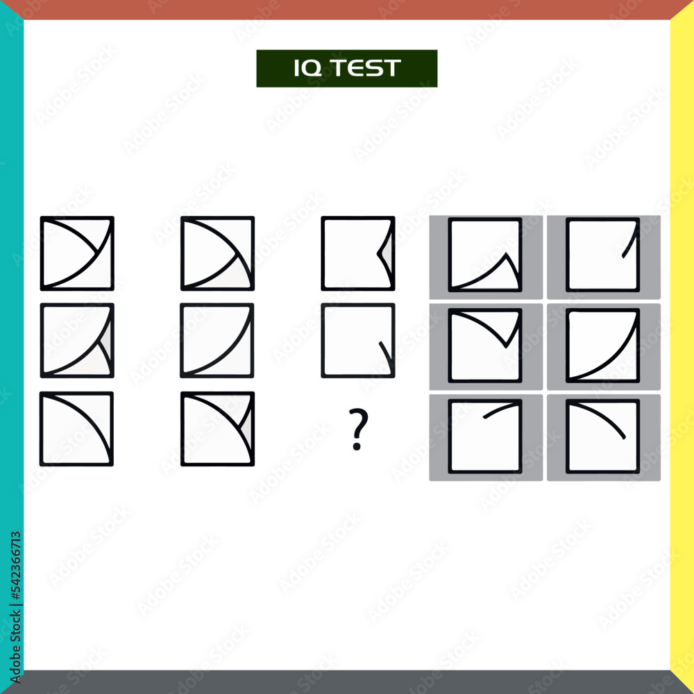 IQ test. Choose correct answer. Set of logical tasks composed of ...