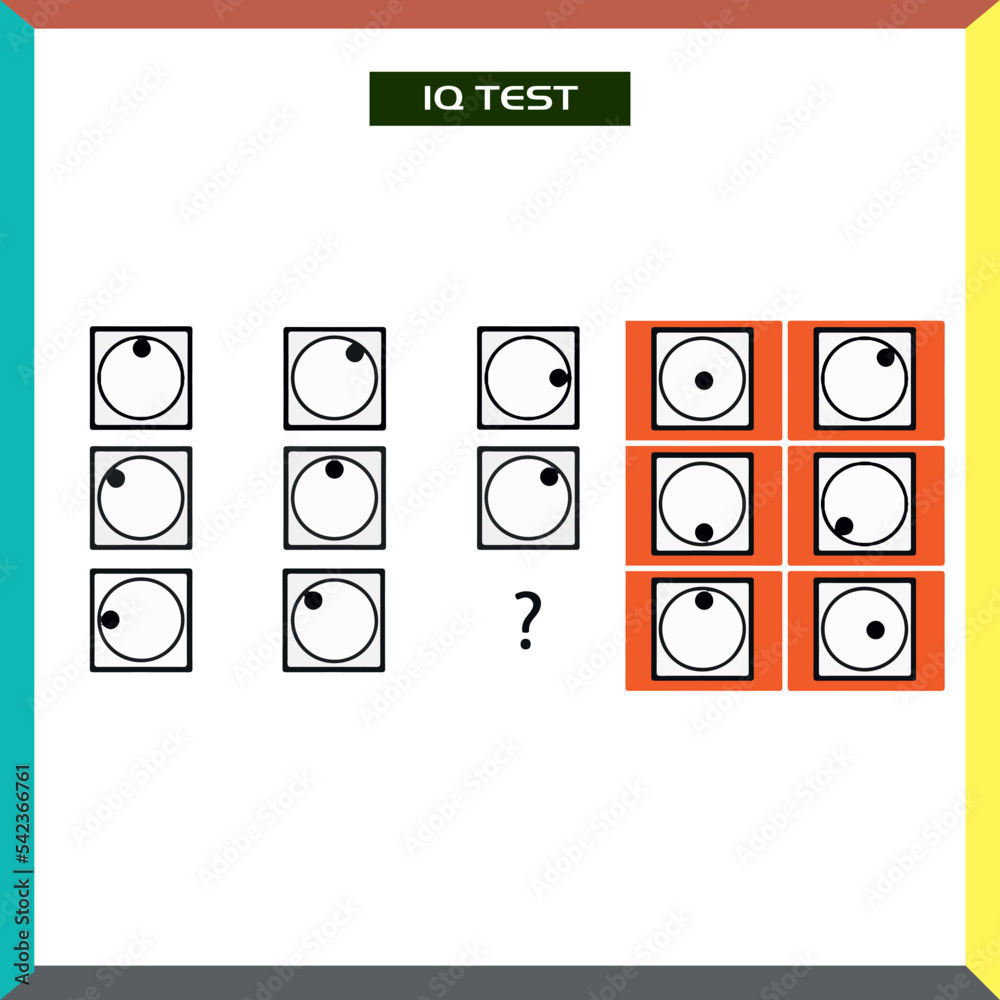 IQ test. Choose correct answer. Set of logical tasks composed of ...