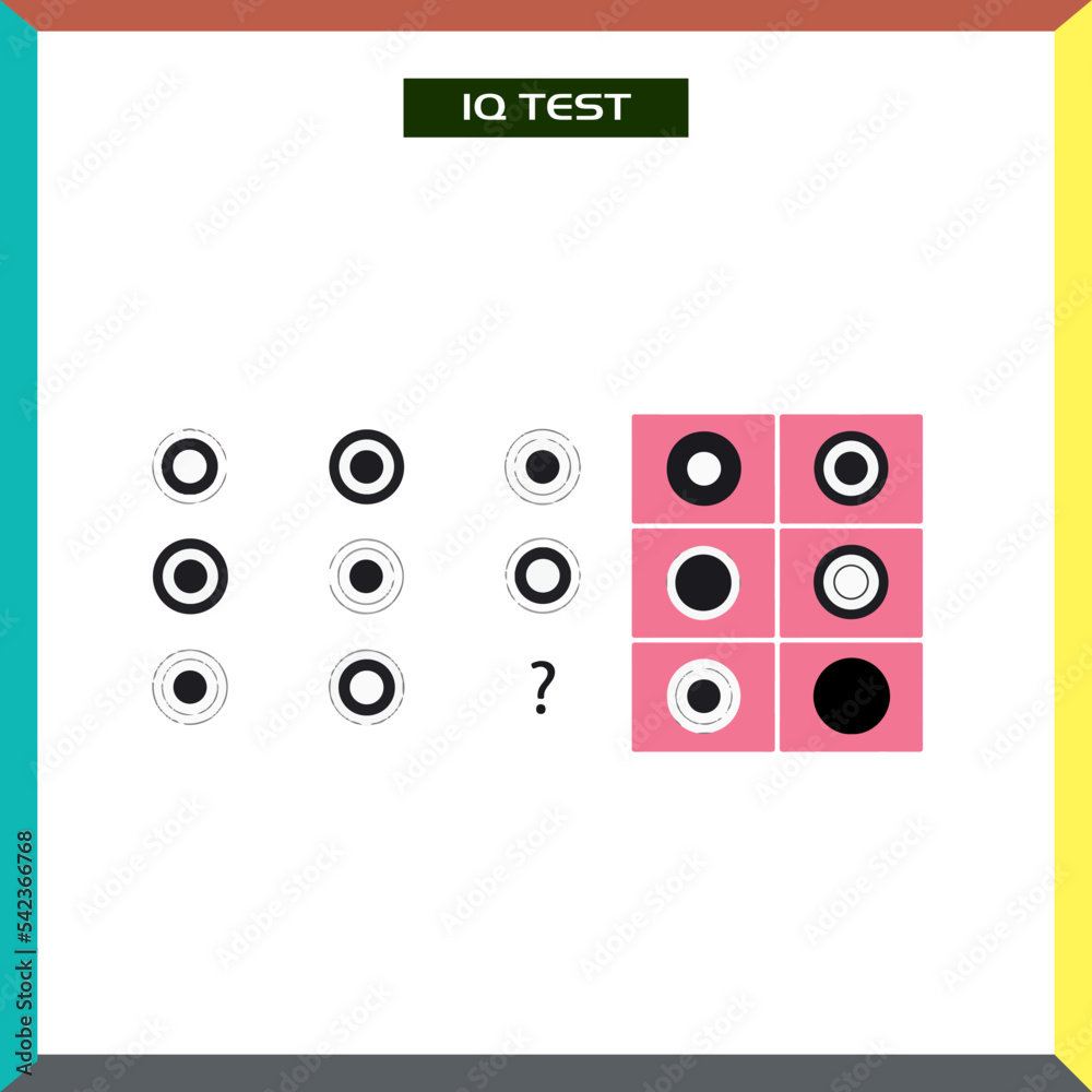 IQ test. Choose correct answer. Set of logical tasks composed of ...