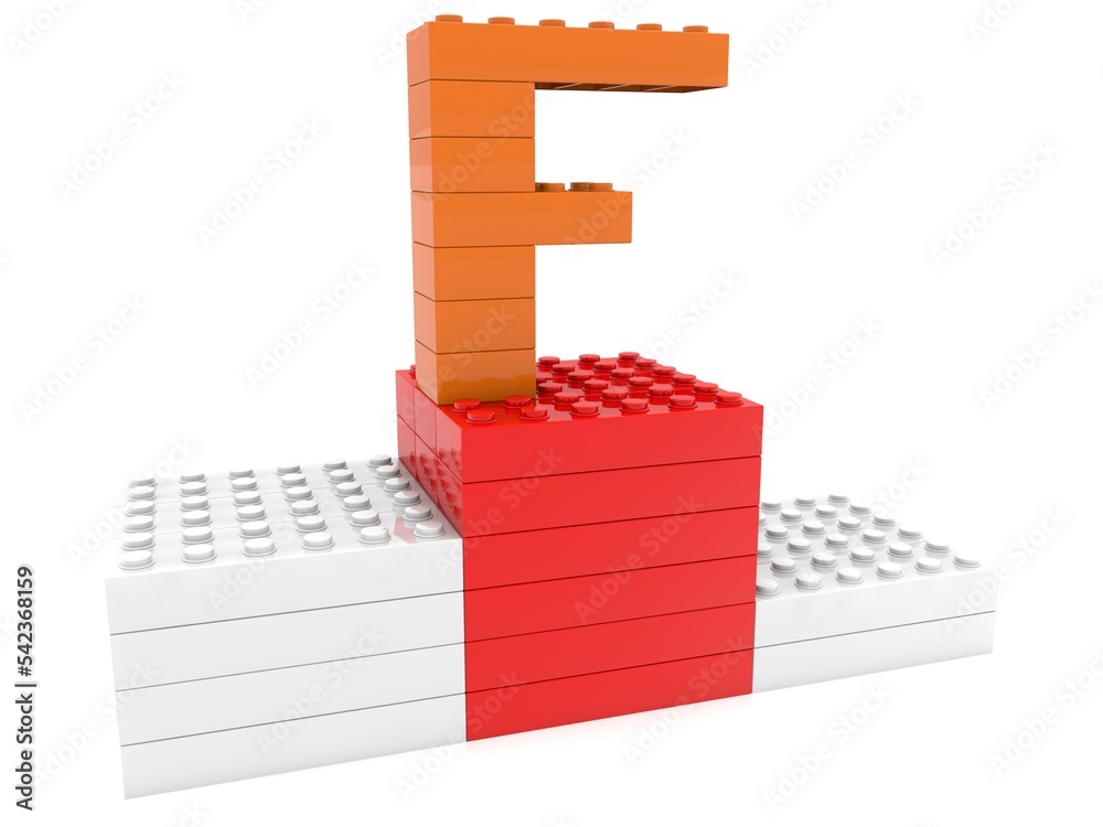 Letter F made of toy bricks at the top of the pedestal Stock ...