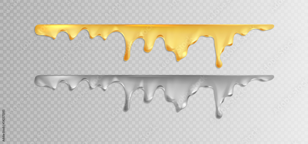 Liquid gold and silver, drops of precious metals Stock Vector | Adobe Stock