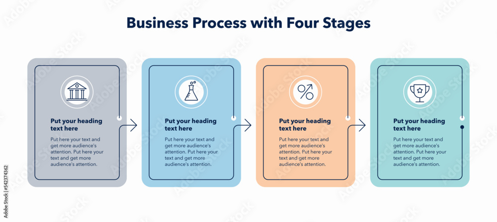 Simple business process template with four stages. Flat infographic ...