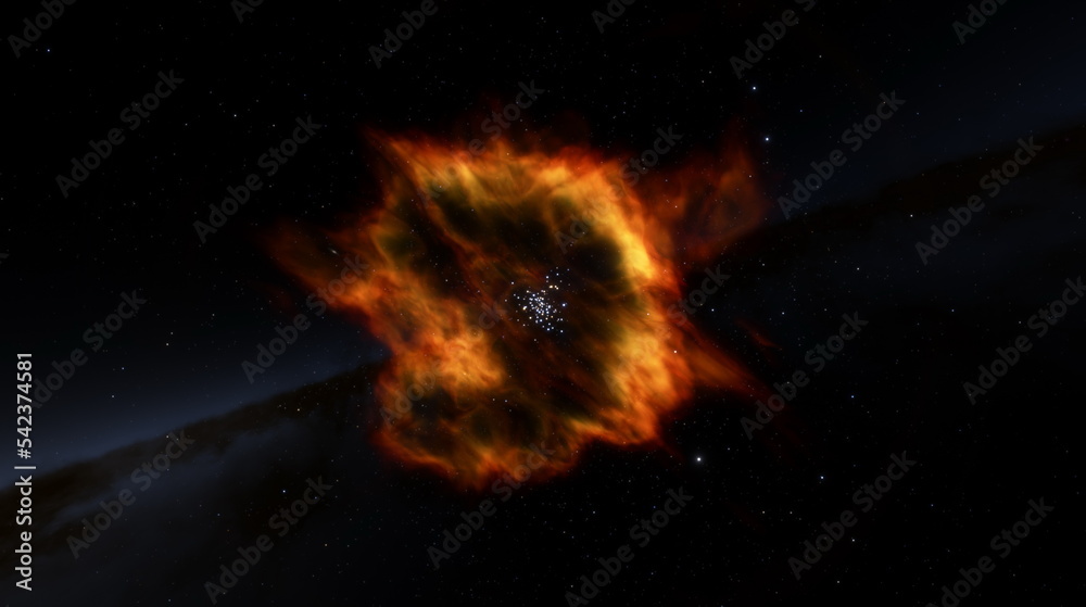 Cosmic nebula in space among stars and galaxies. Gas dust clouds nebula ...