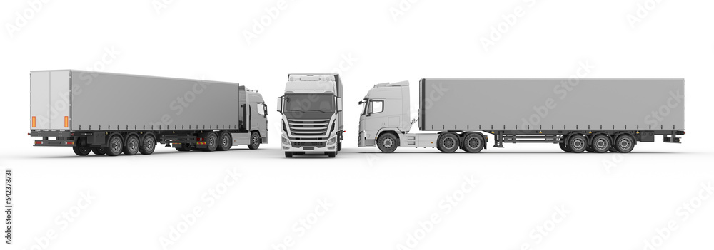 Container Truck set front, back, and side view mockup for advertising ...