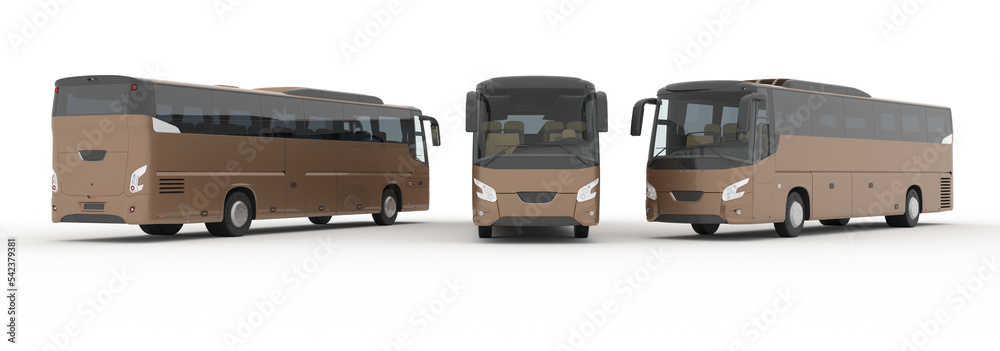 3D rendering bus set with blank surface for mockup branding, Coach Bus Mock-Up 3D illustration ...