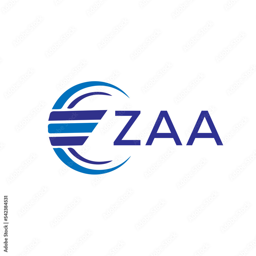 ZAA letter logo. ZAA blue image on white background. ZAA vector logo ...