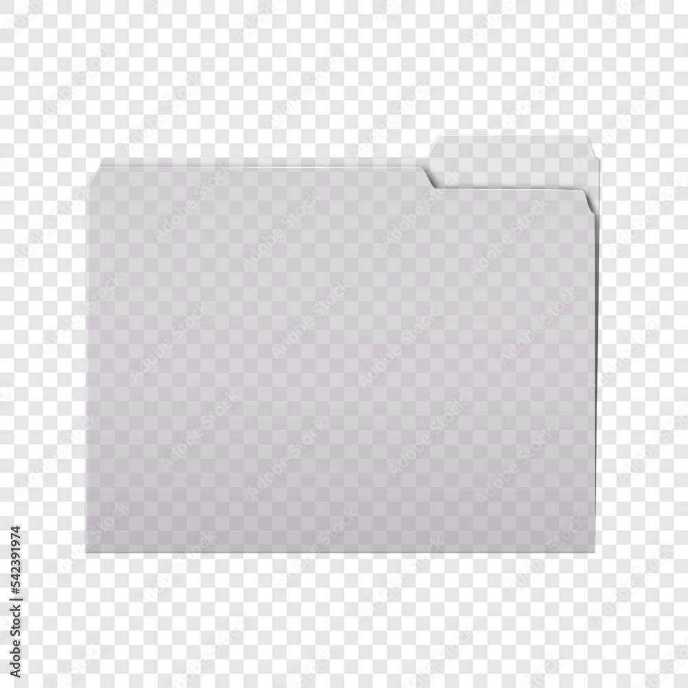 Clear tabbed plastic file folder on transparent background realistic ...