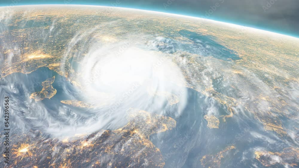 Satellite image of the first hurricane also called tornado or typhoon ...