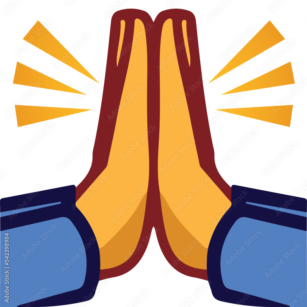 Folded Hands vector emoji design. Isolated please sign sticker symbol ...