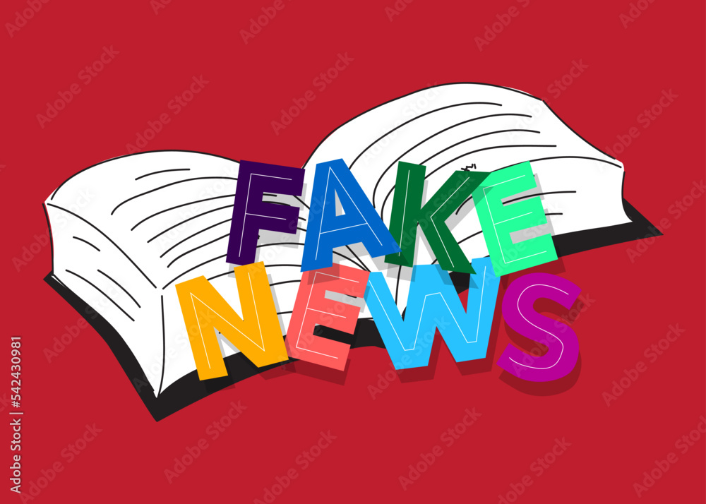 Fake News word on a book, cartoon vector illustration. Stock Vector ...