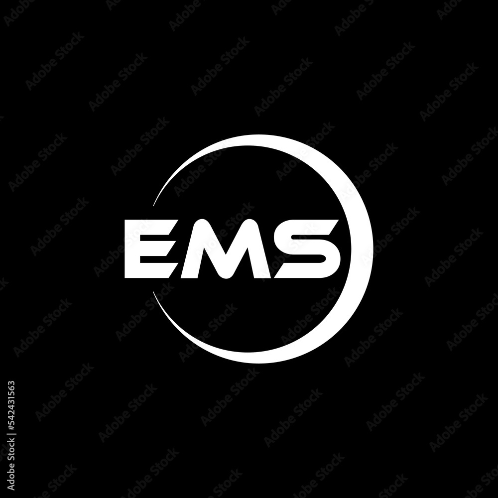 EMS letter logo design with black background in illustrator, cube logo ...