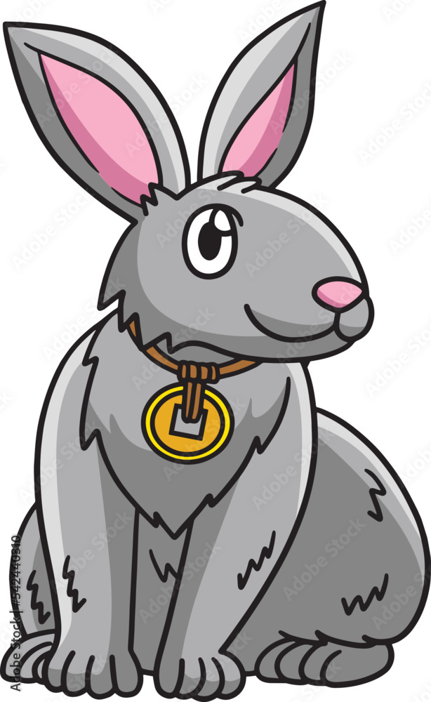 Happy Rabbit Cartoon Colored Clipart Illustration Stock Vector | Adobe ...