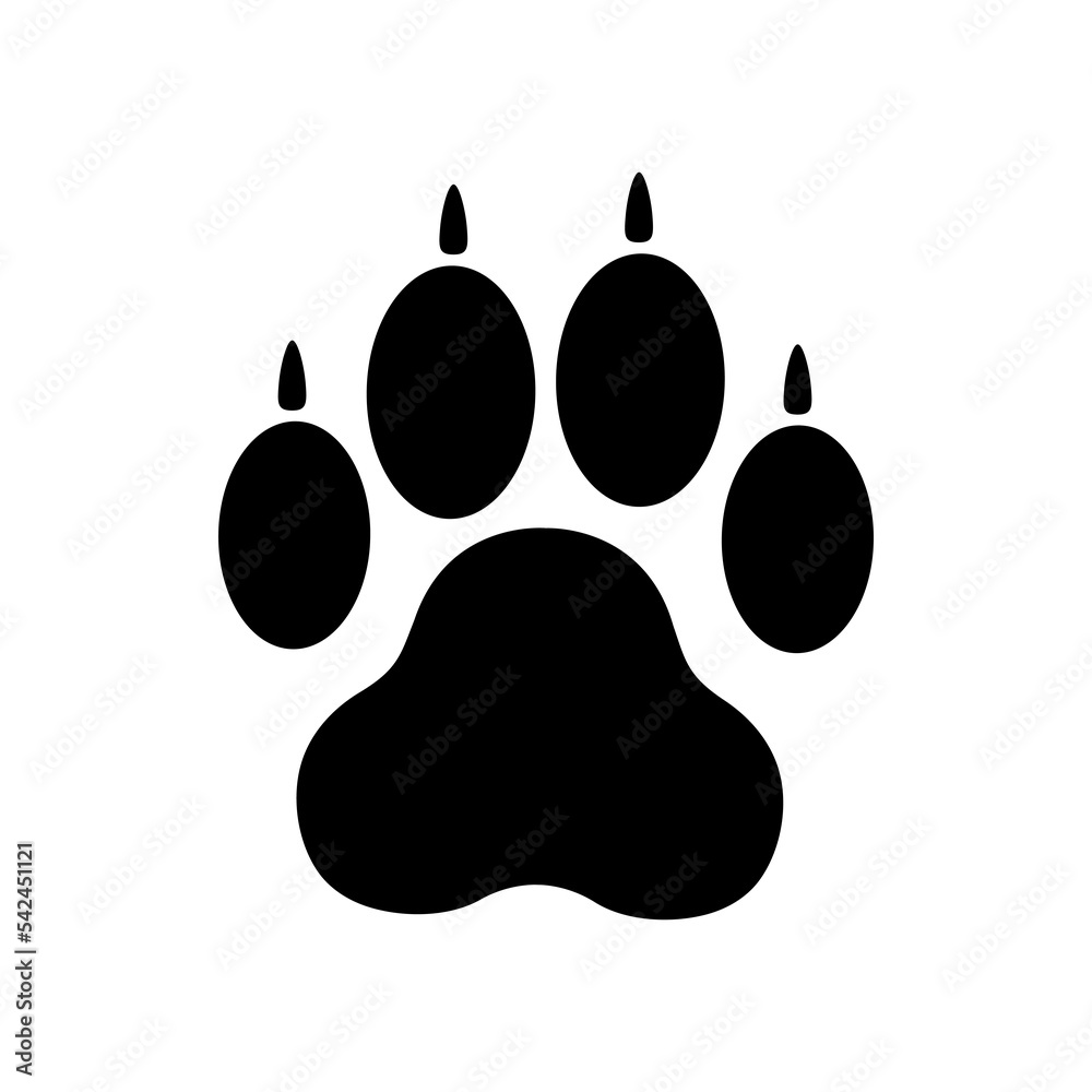 Paw print with claws animal, cat, dog black icon isolated PNG Stock ...