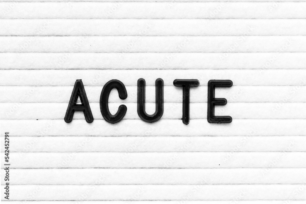 Black color letter in word acute on white felt board background Stock ...
