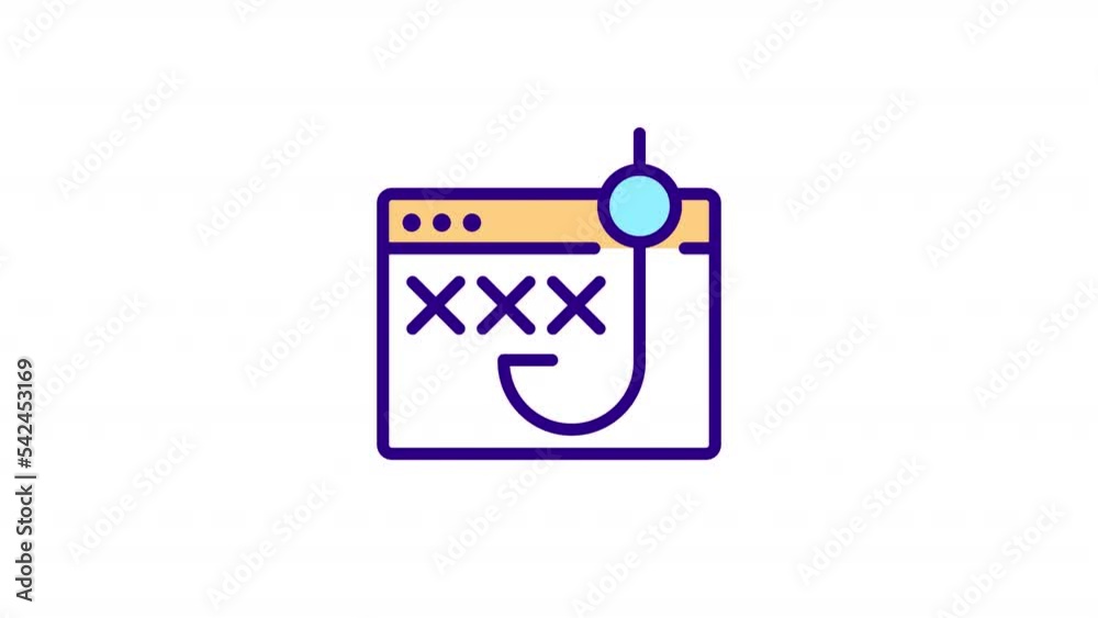 Animated phishing color icon. Stealing information. Cyber crime. Social ...