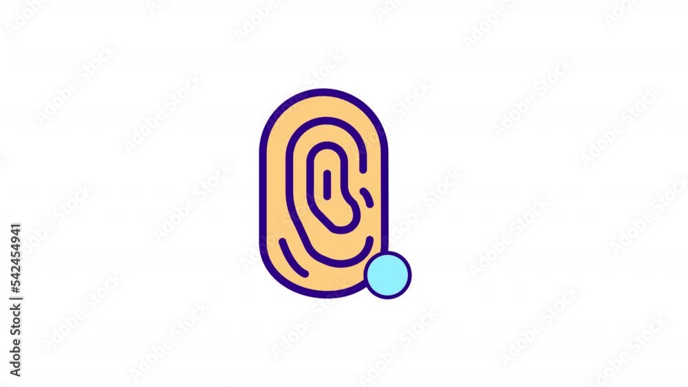 Animated biometrics color icon. Fingerprint scanning. User ...