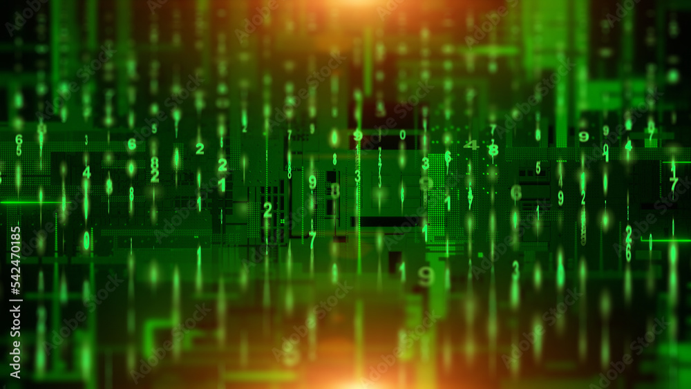 Futuristic Digital Green Matrix Style Binary Computer Code Security