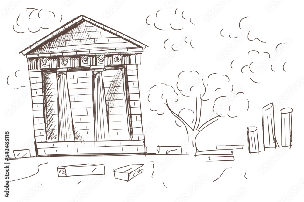 Ancient rome architecture greece sketch temple colonnade columns ...