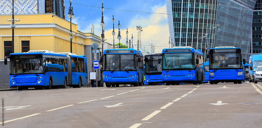 buses at the bus station in the city Stock Photo | Adobe Stock
