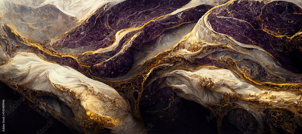 ภาพประกอบสต็อก marble texture wallpaper with golden veins, muted purple ...