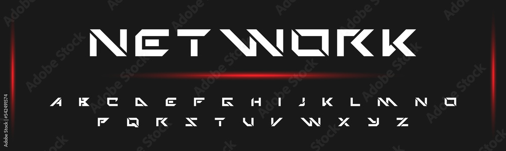 Vetor de NETWORK tech minimal modern abstract alphabet fonts ...