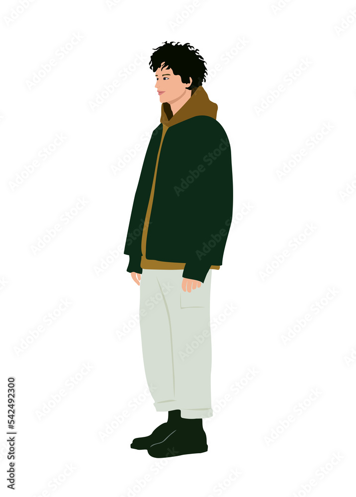 Street fashion men illustration. Young man wearing trendy modern street ...