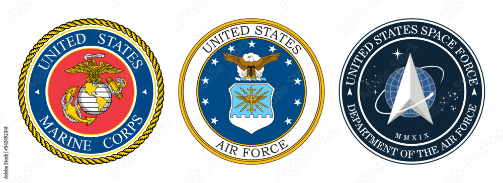 Vector seal of the United States Mrine Corps. US Air Force. US Space ...