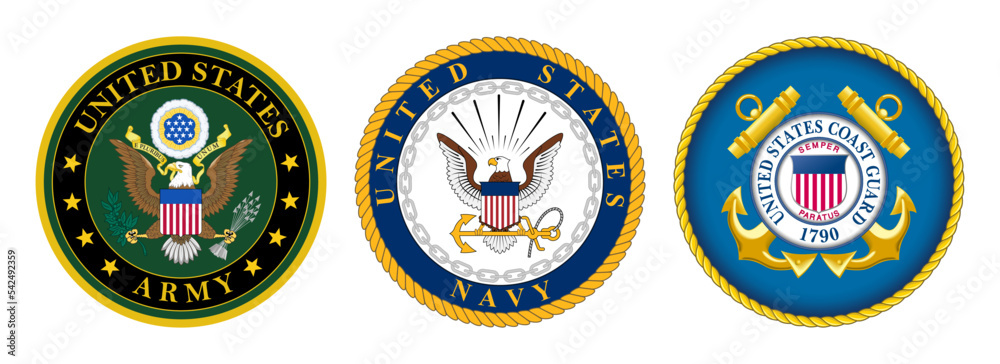 Vector seal of the United States Army, US Navy. US Coast Guard Stock ...