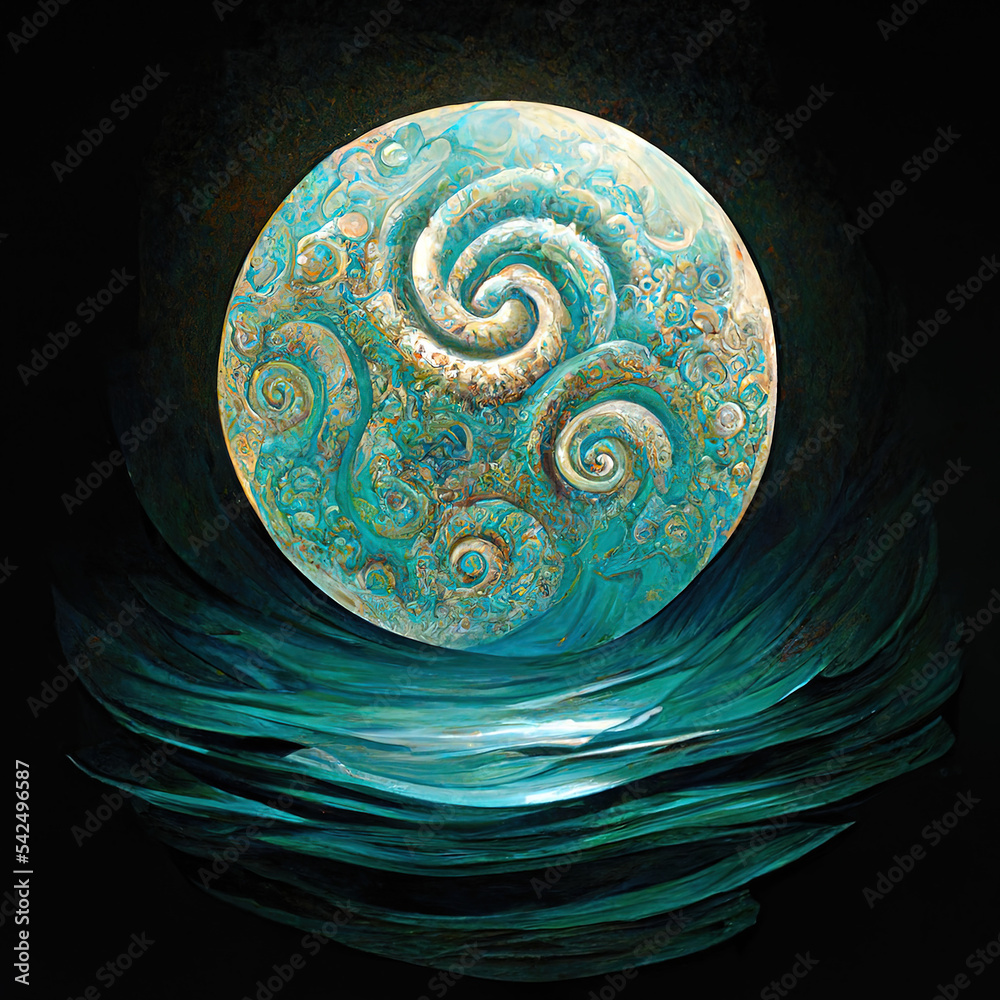 Dream of a different full moon, moon becoming a nautilus or a shell ...