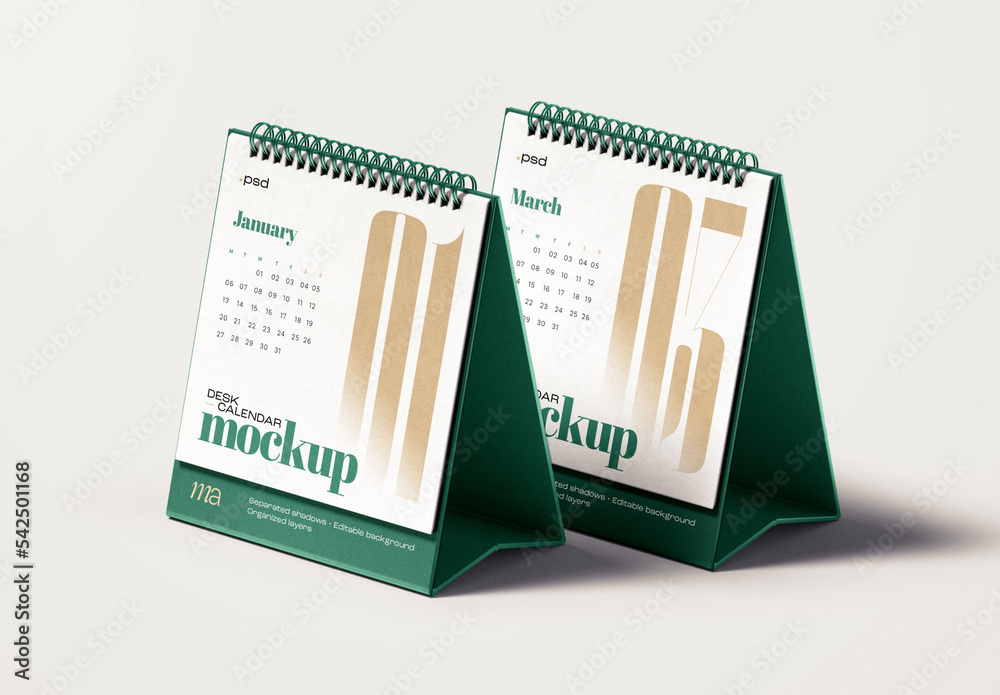 Square Desk Calendar Mockup Stock Template | Adobe Stock