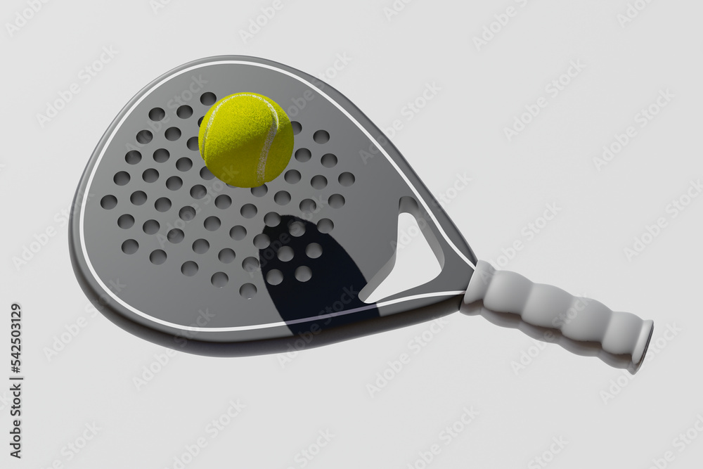 Racchetta da Padel con palla su sfondo trasparente. Illustrazione 3d ...