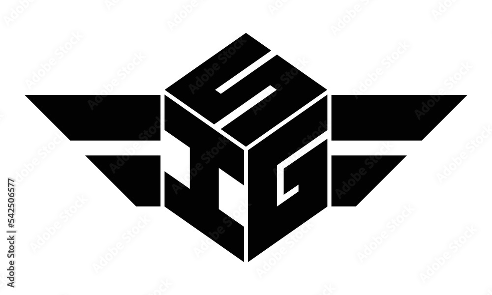 SIG three letter gaming logo in polygon cube shape logo design vector ...