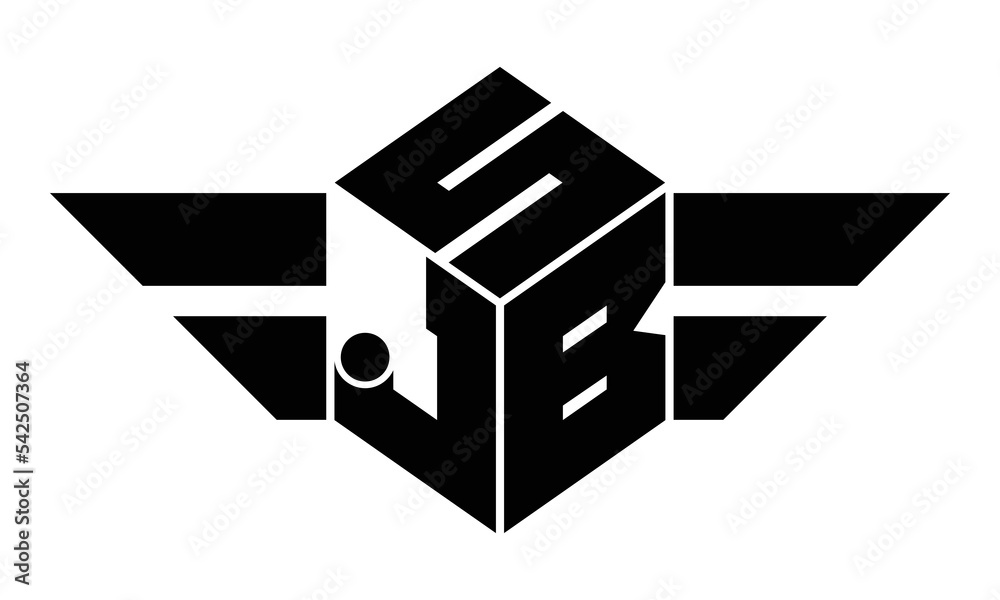 SJB three letter gaming logo in polygon cube shape logo design vector ...