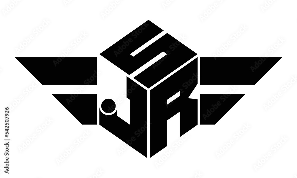 SJR three letter gaming logo in polygon cube shape logo design vector ...