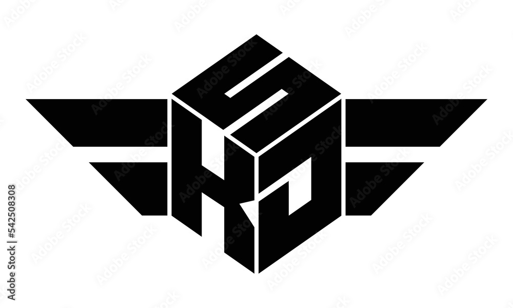 SKD three letter gaming logo in polygon cube shape logo design vector ...