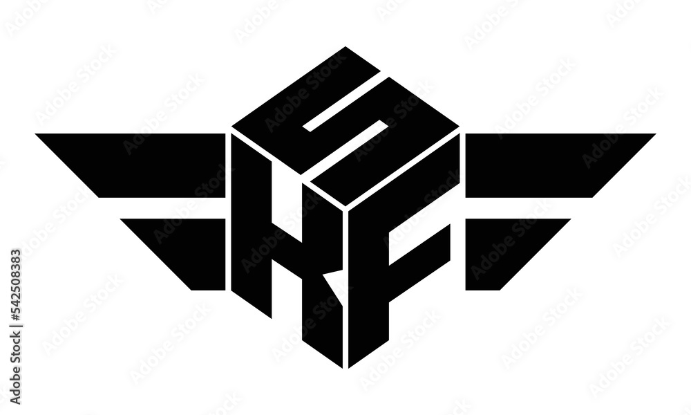 Vektorová grafika „SKF three letter gaming logo in polygon cube shape logo design vector ...