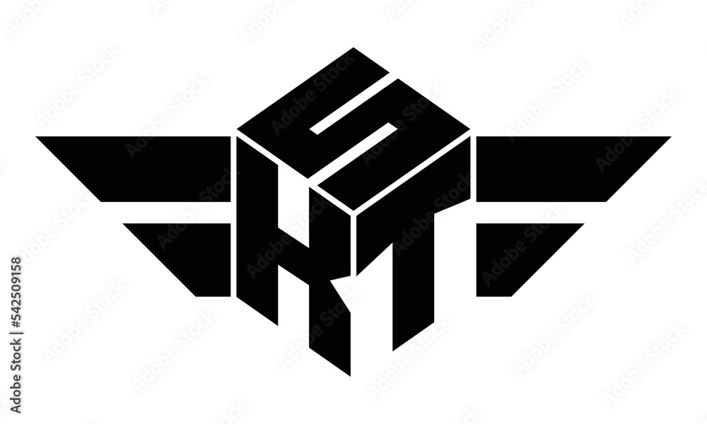 SKT three letter gaming logo in polygon cube shape logo design vector ...